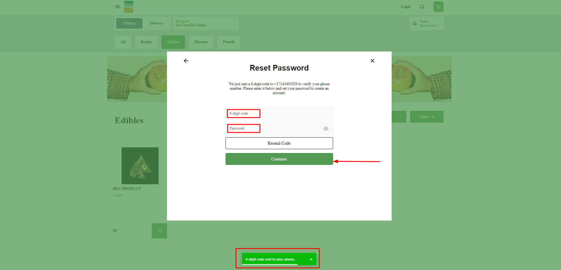 ECOM | Password Reset to create ECOM Customer Account